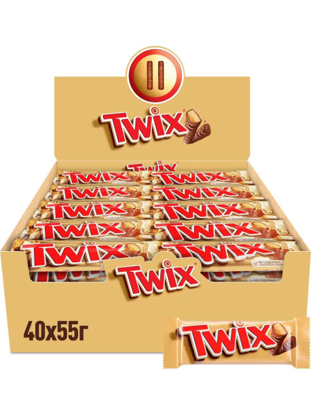 Шоколадный батончик Twix, 40 шт по 55 г - купить с доставкой по выгодным ценам в интернет ...