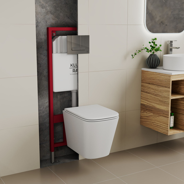 Комплект BAU 6 в 1: инсталляция KLUDI RAK80000 с клавишей смыва, хром ...