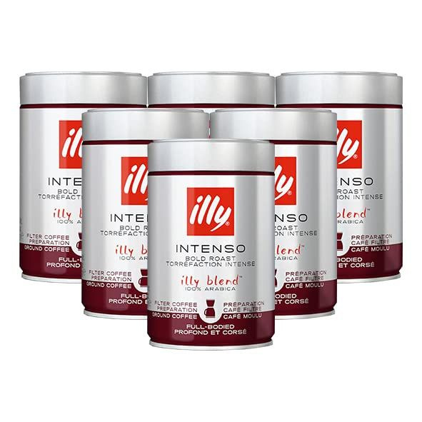 Illy Intenso Ground Filter Сильная обжарка, упаковка из 6 шт. (6 x 250 ...