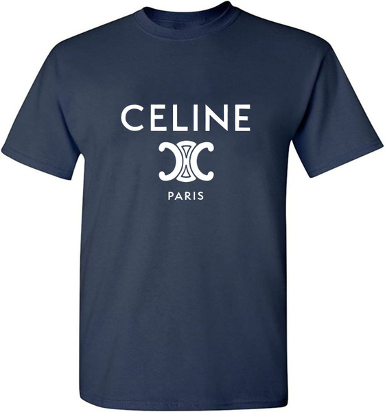 Футболка CELINE, размер 46, цвет темно-голубой, 95% хлопка, 5% ...