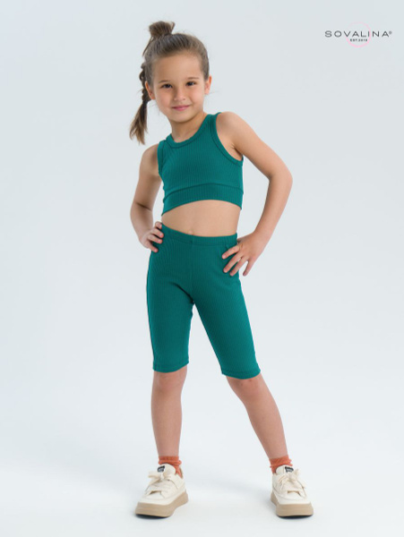 Комплект одежды Девочки SOVAlina Повседневный с велосипедками, двойка зеленый, еловый лес ...