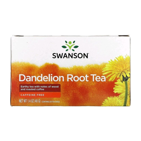 Swanson Чай из корня одуванчика, без кофеина - 20 чайных пакетиков, 40 ...