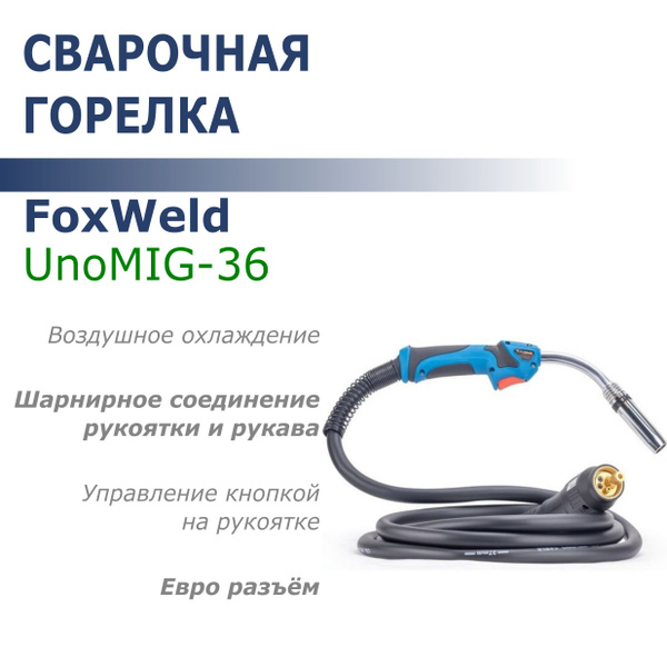 Горелка к полуавтомату UNO MIG-36 шарнирная 5м 340А возд. FoxWeld ...
