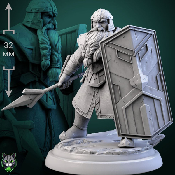 Миниатюра фигурка для настольных игр ДнД ( DnD ) Дварф в тяжелой броне ...