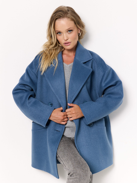 Пальто SEVINGIN, Демисезон, размер 46, цвет деним, синий, Драп - купить ...