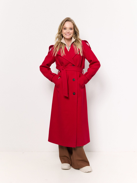 Пальто SEVINGIN, Демисезон, размер 52, цвет ягодный, Драп - купить по ...