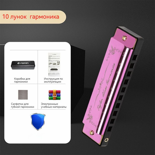 Блюзовая губная гармоника c 10 отверстиями для начинающих, детей и ...