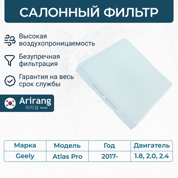 Характеристики Фильтр салона Geely Atlas Pro, Джили Атлас Про / OEM ...