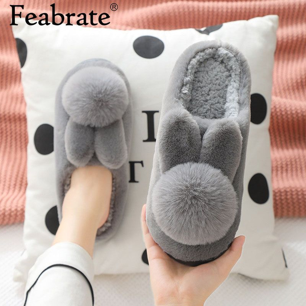 Тапочки Женский Feabrate, размер 36, 37 серый Закрытый нос, Круглый нос Без каблука Без застёжки ...