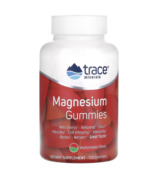 Trace Minerals, Магний в мармеладках, арбуз, 120 жевательных таблеток ...