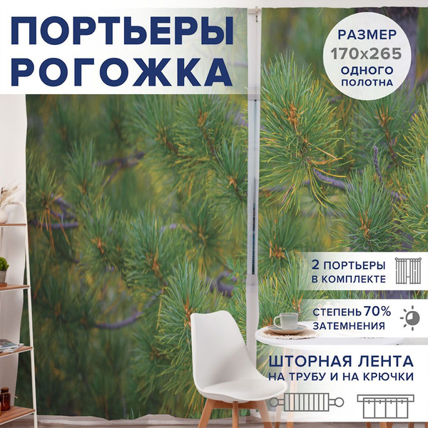 Фотошторы длинные "Колючие иголки", 2 полотна шириной по 170 см, высота 265 см, JoyArty купить ...