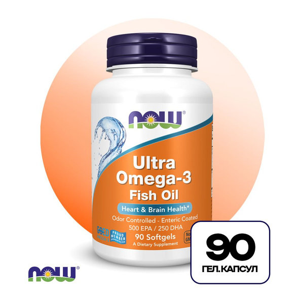 Пищевая добавка NOW Ultra Omega-3 Fisch Oil 500EPA/250DHA 90 капс ...