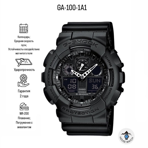 Характеристики Мужские наручные часы G-SHOCK GA-100-1A1HDR подробное ...