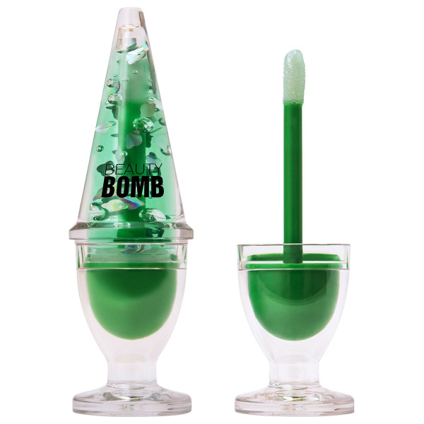 Beauty Bomb Блеск для губ Truth Drug, тон 02 Earth зеленый, на губах ...