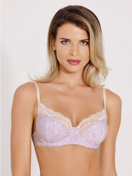 Бюстгальтер Женский Palmetta формованная чашка, пуш-ап, размер 80B фиолетовый Повседневный ...