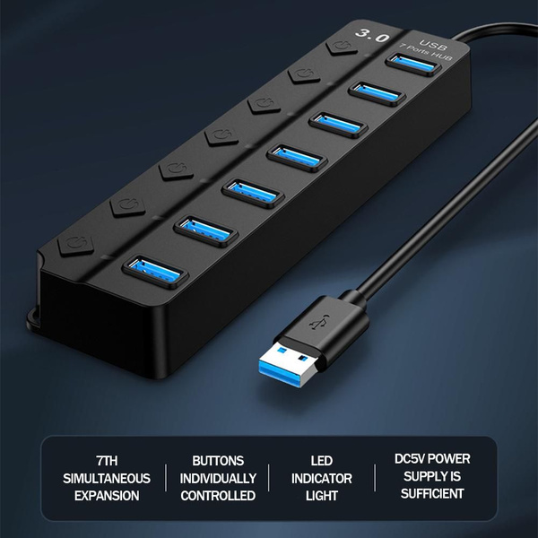 USB Hub Разветвитель для ноутбука/ USB хаб 3.0/ USB разветвитель на 7 портов/ usb hub с ...