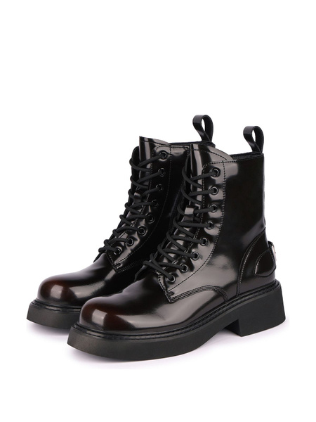 Ботинки Женский Instreet черный, размер 36 Демисезон 5 Шнурки, Молния Толстый каблук Россия ...