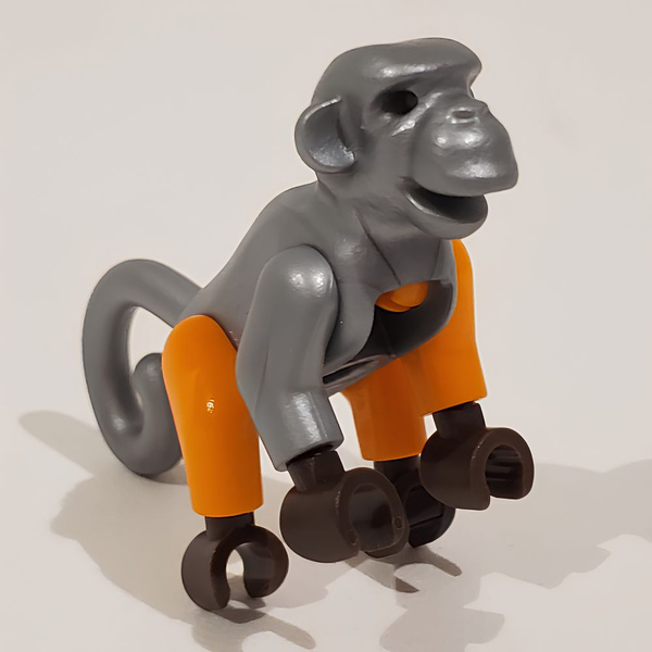 Обезьяна Lego Monkey with Dark Brown Hands and Feet, 1 Flat Silver Arm ...