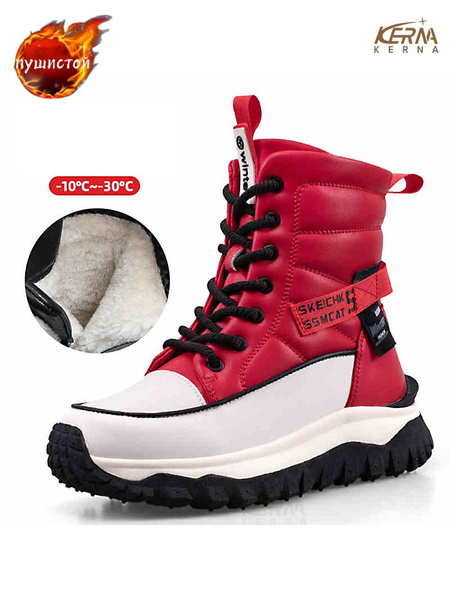 Сапоги Женский KERNA, размер 39 красный Зима 10 Платформа Китай Вышивка Молния, Шнурки купить c ...