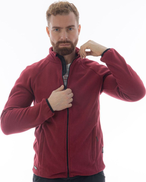 Толстовка Мужской BRODEKS Карманы бордовый Молния Флис, размер 52, 50 полуприлегающий Длинный ...
