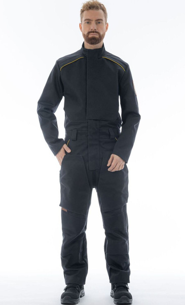 Костюм рабочий Мужской BRODEKS, размер 56, 58 черный Хлопок Разноцветный Молния, Липучки Карманы ...