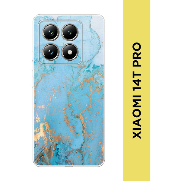 Силиконовый чехол на Xiaomi 14T Pro / Сяоми 14 Т Про "Голубой мрамор ...