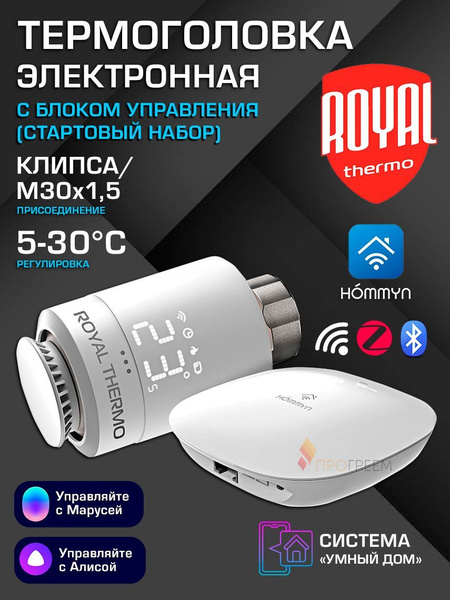 Термостат для радиатора Royal Thermo + блок управления HOMMYN - Набор дистанционного управления ...