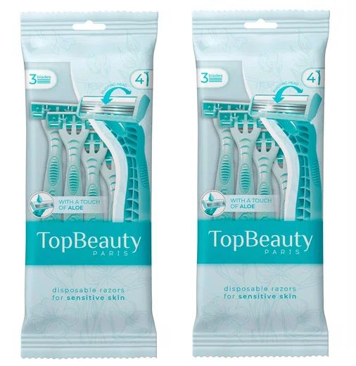 TopBeauty Paris Бритвы женские одноразовые, 3 лезвия, 4 шт/уп, 2 уп ...