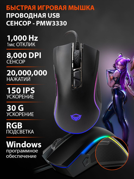 Игровая мышь MeeTion MT-Mouse , черный матовый купить c доставкой на ...