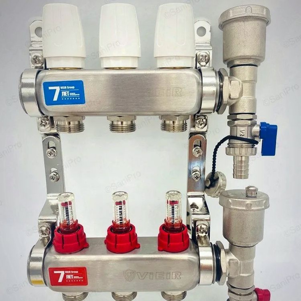 Коллекторная группа с расходомерами без кранов 1"x3/4" 3 выхода Vieir VR113-03A купить на OZON ...