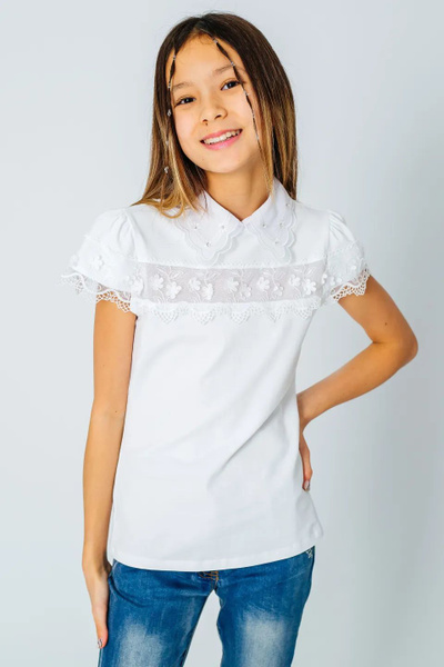 Блузка Девочки Colabear белый, размер 152 купить c доставкой на OZON по низкой цене (828553052)