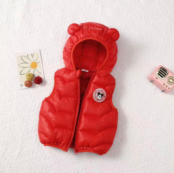 Жилет Мальчики, Девочки THANHDAT красный бархат Полиэстер, размер 86, 92 оверсайз Без застежки ...