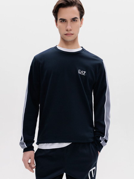 Свитшот Мужской EA7 темно-синий Хлопок, Полиэстер, размер 50, 52 Камбоджа купить c доставкой на ...