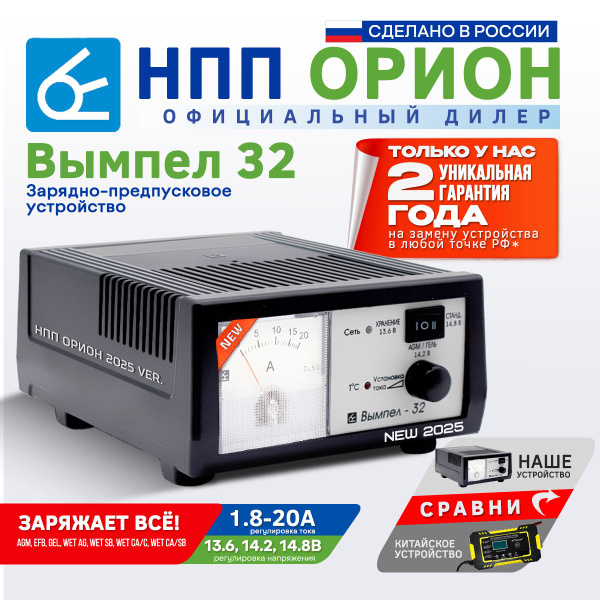 Зарядное устройство для аккумуляторов автомобиля Вымпел 32 (автомат 20А ...