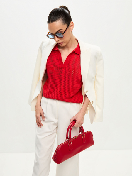 Поло Женский DAMtex красный Короткий, размер 44, 46 Хлопок, Вискоза ...