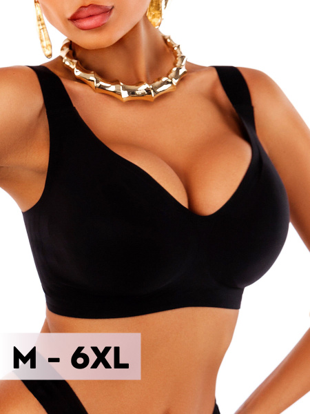 Бюстгальтер Женский RUNNRUSH бесшовный, без косточек, размер 80E, 80F черный Нейлон, Спандекс ...