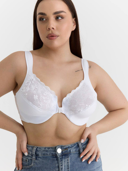 Бюстгальтер Женский Caitline высокая закрытая чашка, на косточках, размер 105C, 105D белый ...