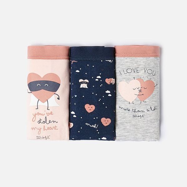 Комплект трусов Женский Oysho брифы Хлопок, Эластан зеленая оливка, размер 46, 48 Средняя Китай ...