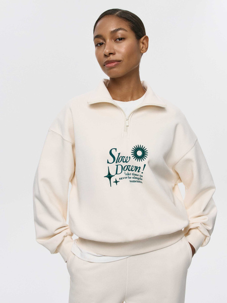 Свитшот Женский SELA молочный, размер 42 Китай купить c доставкой на OZON по низкой цене ...