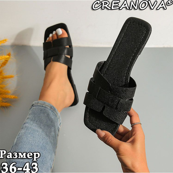 Шлепанцы Женский CREANOVA, размер 42 Синтетическая кожа Открытый нос Без застёжки Лето купить c ...