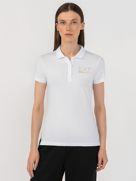 Поло Женский EA7 белый, размер 44, 46 Хлопок, Модал Повседневный Китай купить c доставкой на ...
