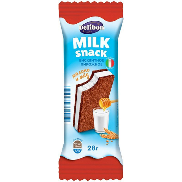 Пирожное Delibon бисквитное с молочно-медовом кремом, 28г купить на ...