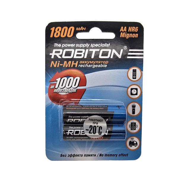 Аккумуляторы Robiton R06 / AA 1800mAh Ni-Mh BL-2, комплект - 2шт купить на OZON по низкой цене ...