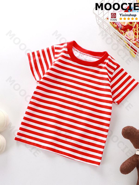 Футболка для малышей Девочки, Мальчики MOOCIE Однотонный, Полоска ABS пластик, размер 90 ...