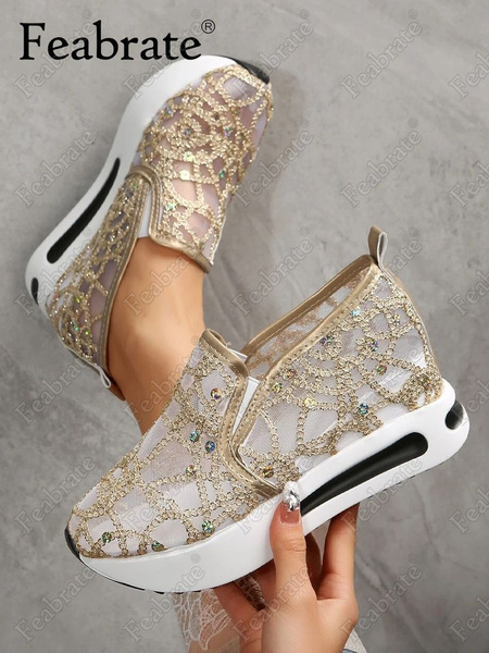 Слипоны Женский Feabrate Синтетическая дышащая сетка, размер 39 R (средняя) Лето Без застёжки ...