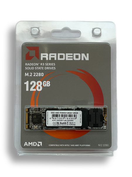 128 ГБ Внутренний SSD-диск AMD TLC 3D NAND 2280 Radeon R3 M.2 2280 SATA3 6.0Гбит/с (R3MS0128G8 ...