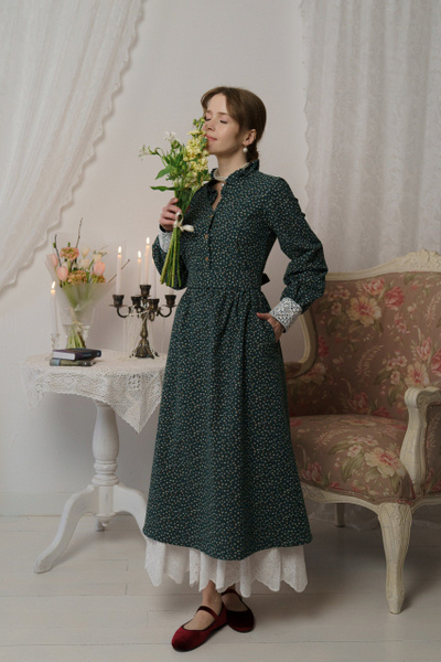 Платье Женский Cher-Neva зеленый, зеленый бархат Вечерний/праздничный Длинный Хлопок Кружево ...