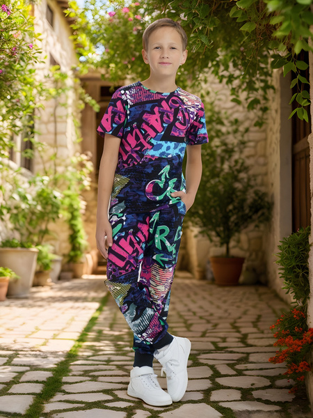 Комплект одежды Мальчики SOVAlina Повседневный двойка разноцветный, размер 134 Хлопок Фитнес ...