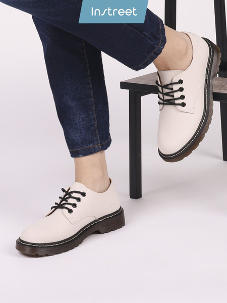 Полуботинки Женский Instreet бежевый, размер 38 Демисезон 3 Шнурки Без каблука Россия купить c ...