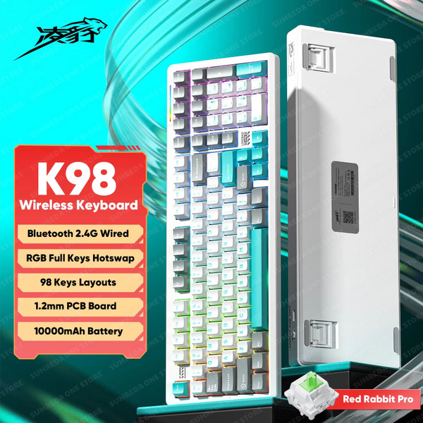 Lingbao K98 Беспроводной Bluetooth 2.4G Трехрежимный RGB-подсветка Горячая замена Механическая ...